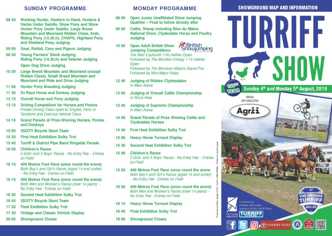 Showground Map & Sunday Monday Programme - The Turriff Show